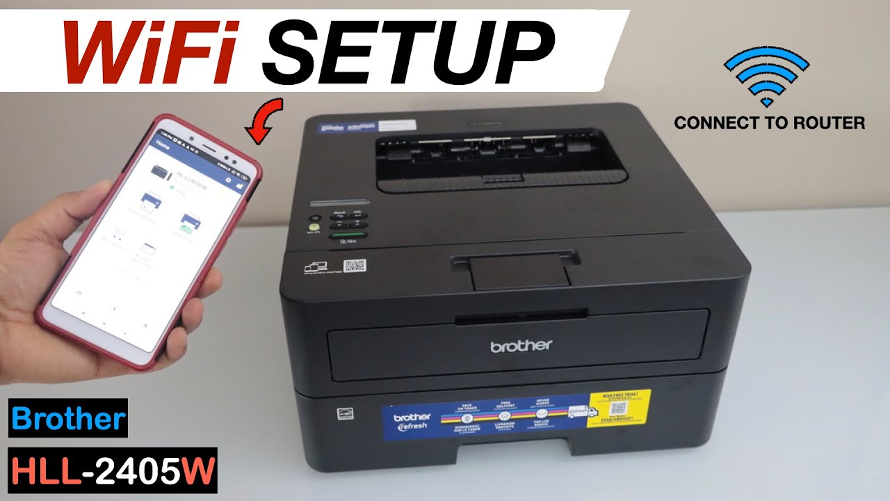 Brother HLL2405W WiFi Setup, Connect To Router Using The Display Panel. - YouTube