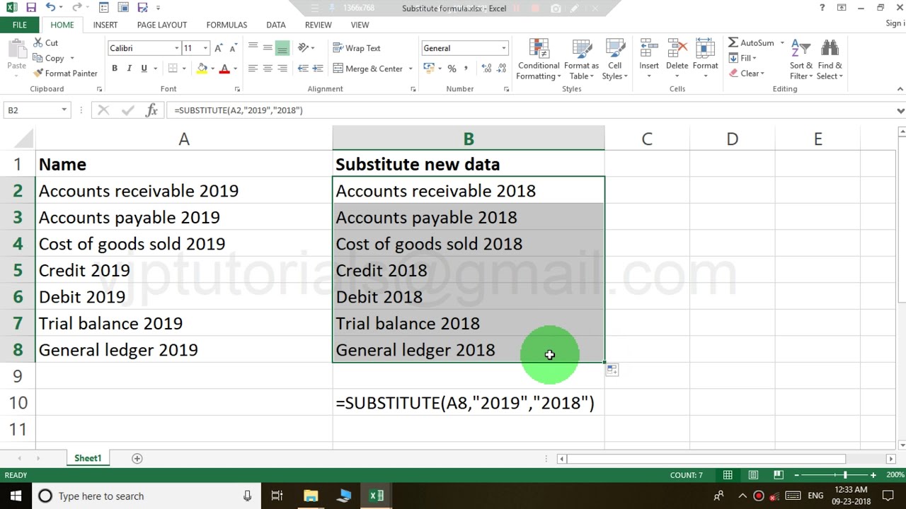 Substitute Function Example In Excel Youtube 8824