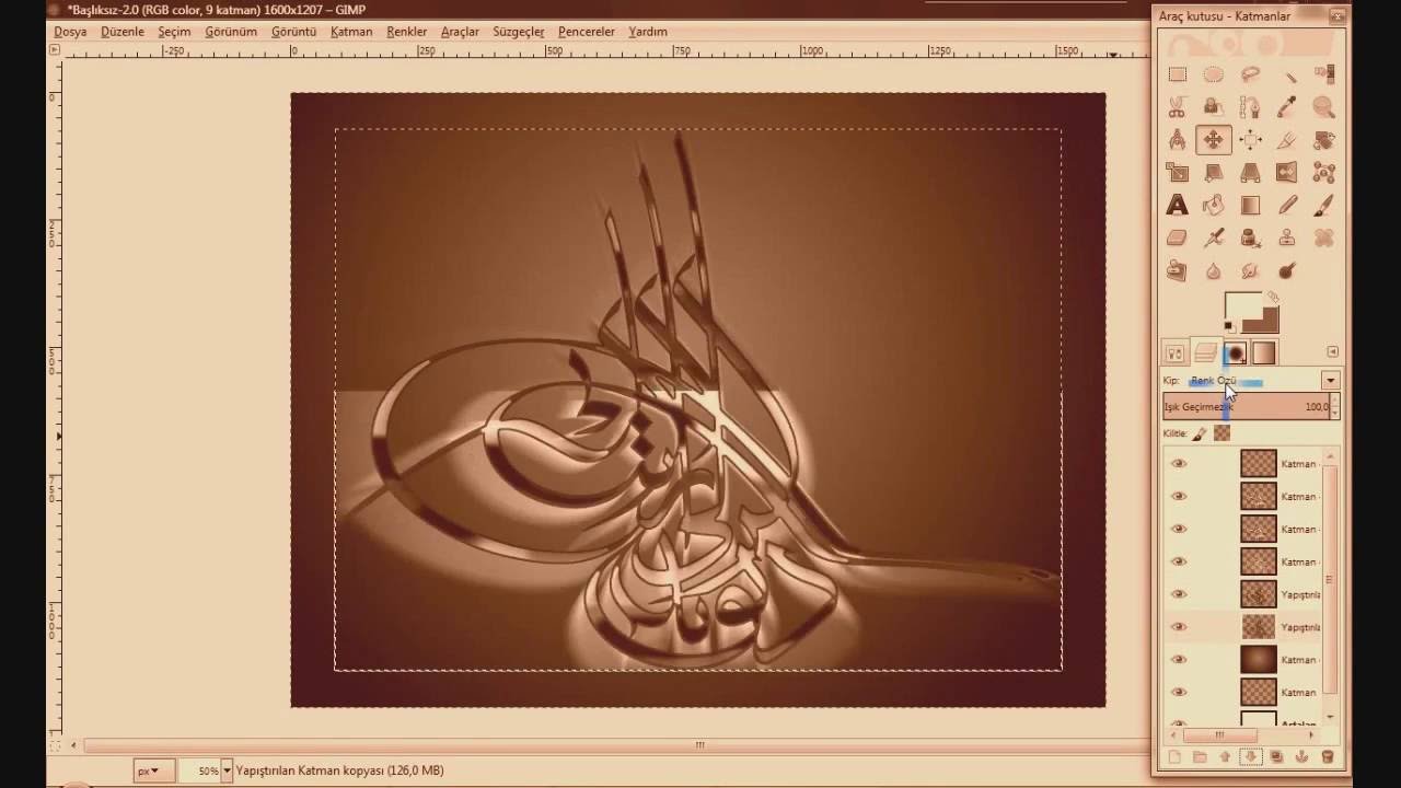 Gimp Tutorial : Chrome Metal Osmanlı Tuğrası - YouTube