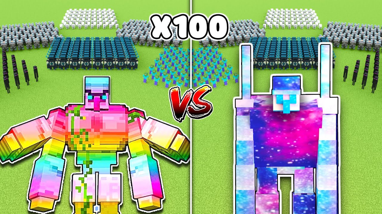 SPECTRITE GOLEM vs GALAXY GOLEM vs ALL MOBS IN MINECRAFT x100 - YouTube