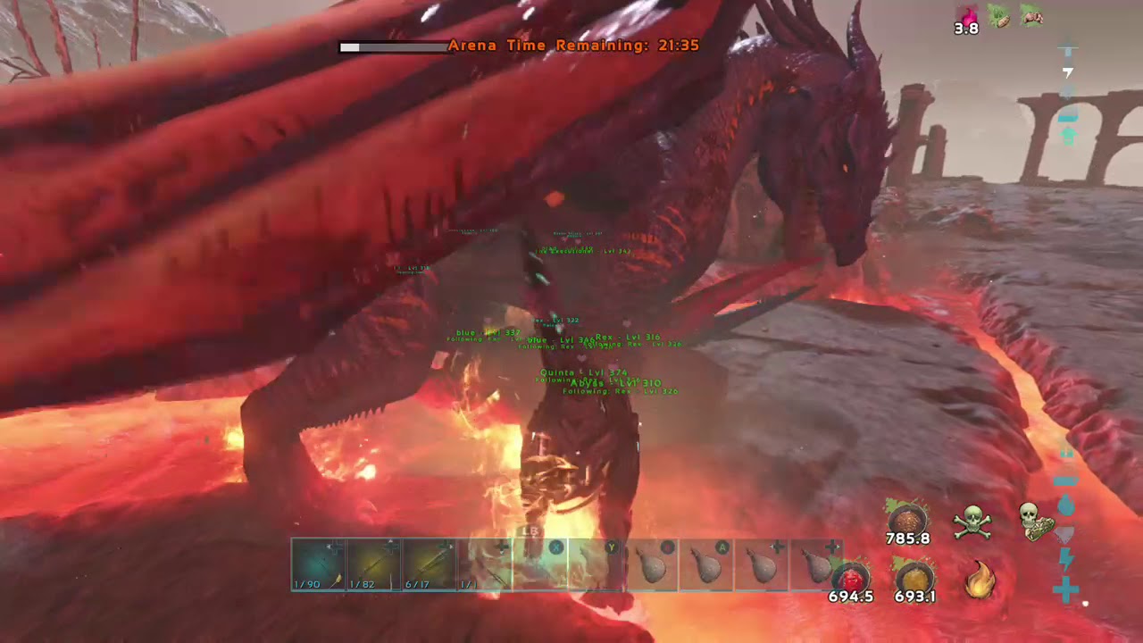 ARK Survival Evolved official server 202 gamma dragon boss fight 770.6 ...