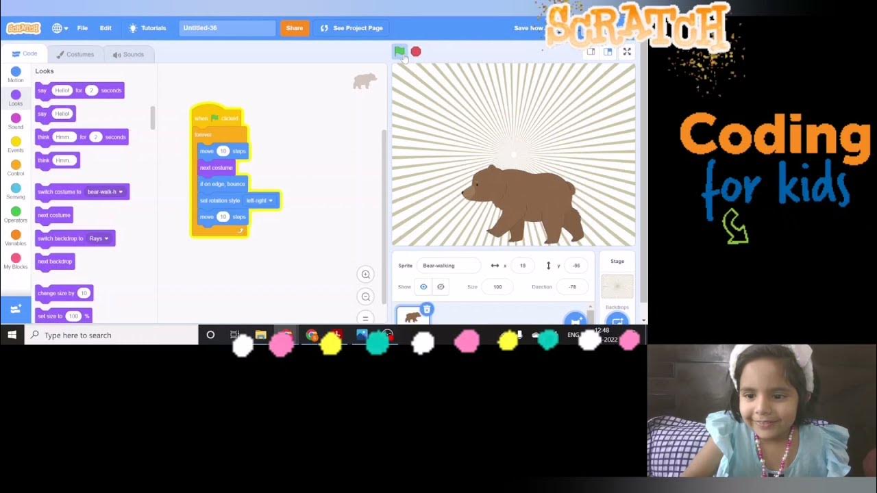 How to make Bear walk on the screen? | Make your own Animation | Coding ...