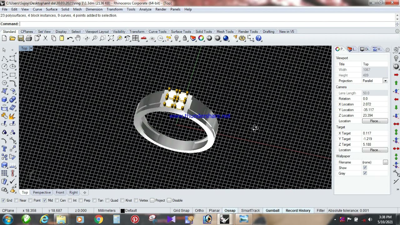 how to create Rendering photo with rhino 5 - YouTube