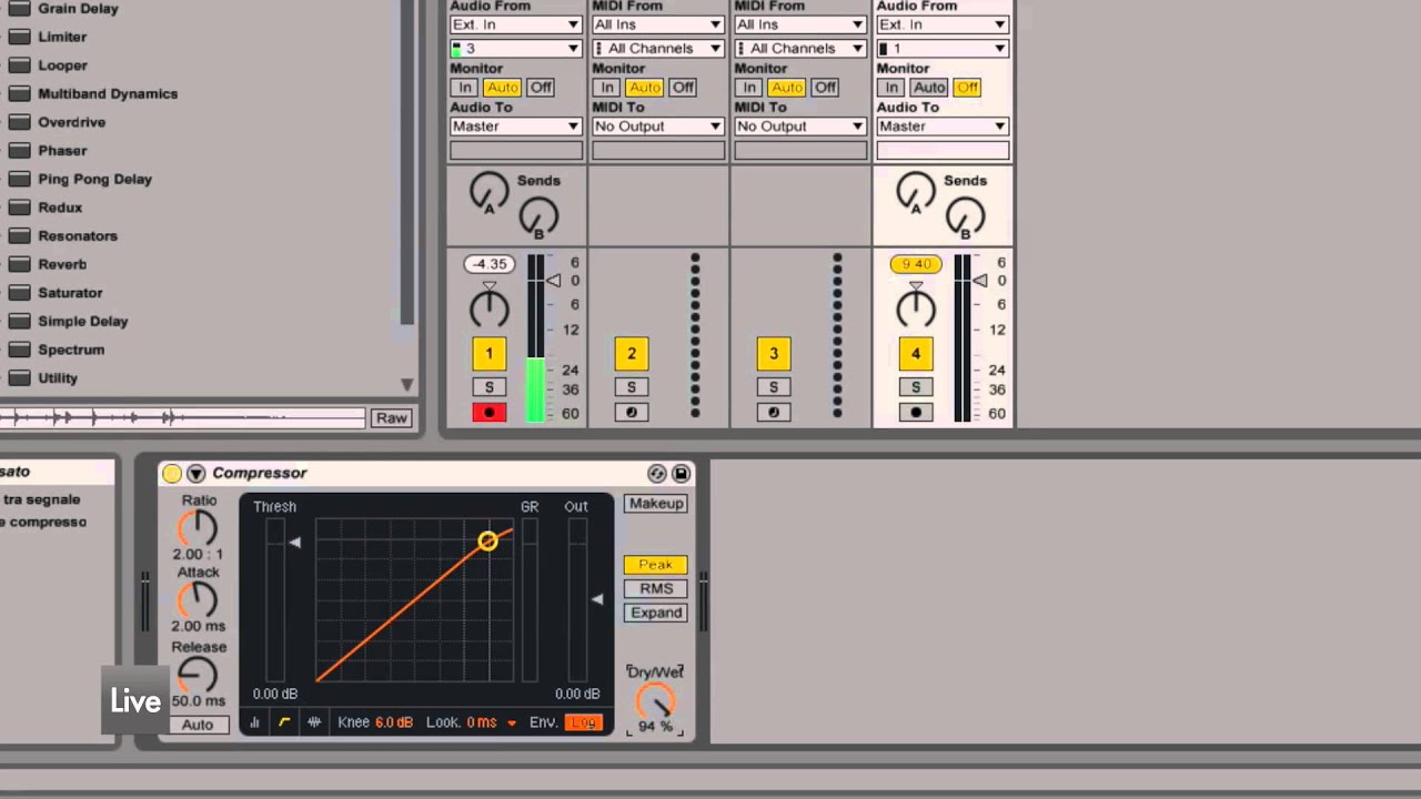 Ableton Live 9 - Compressor - Tutorial italiano 003 - YouTube