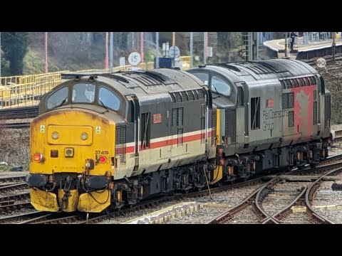 DRS Class 37419 + ROG 37601 Action at Tonbridge West Yard 0Z21 04/02/23 ...