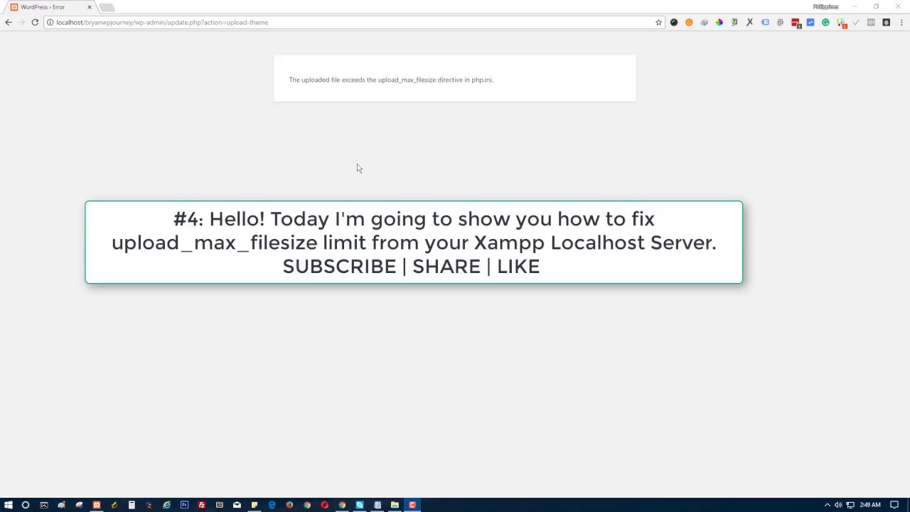 How To Fix Wordpress Upload Max Filesize In Xampp Localhost Server 1386