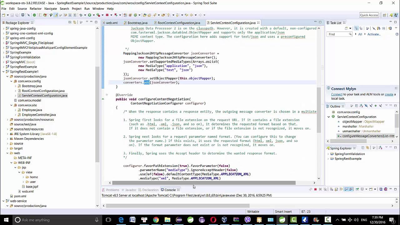 Java Spring framework web service Rest with Java based configuration Example 1 - YouTube