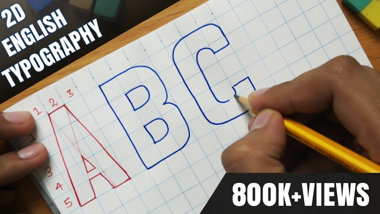 How To Write English Alphabets Letter in 2D Font | Typography Tutorial ...