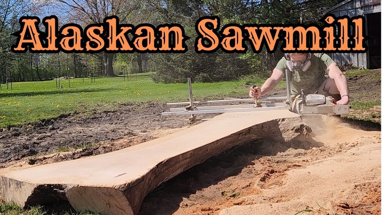 Turning HUGE Oak Log Into BEAUTIFUL Slabs - Alaskan Sawmilling! - YouTube