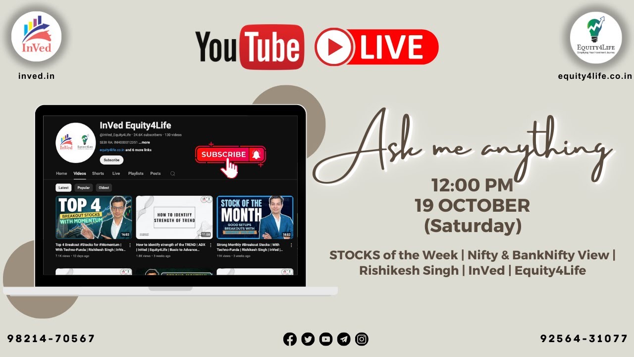 STOCKS of the Week | Nifty & Bank Nifty View | Rishikesh Singh | InVed | Equity4Life | - YouTube