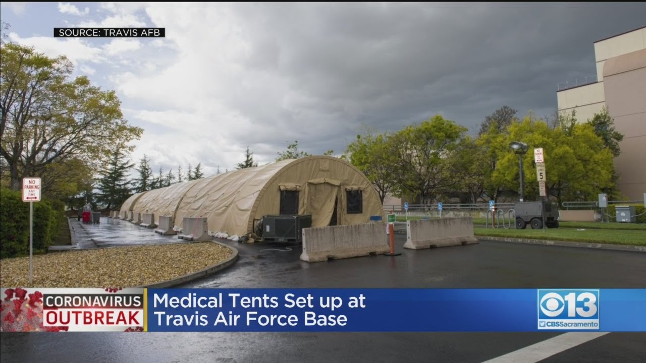 Medical Tents Set Up At Travis Air Force Base - YouTube