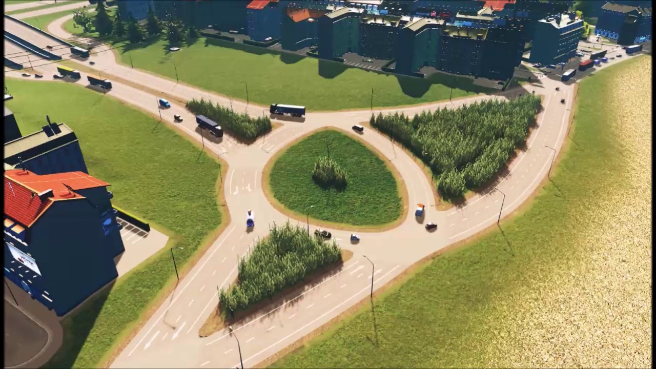 Roundabout in Cities Skylines - YouTube