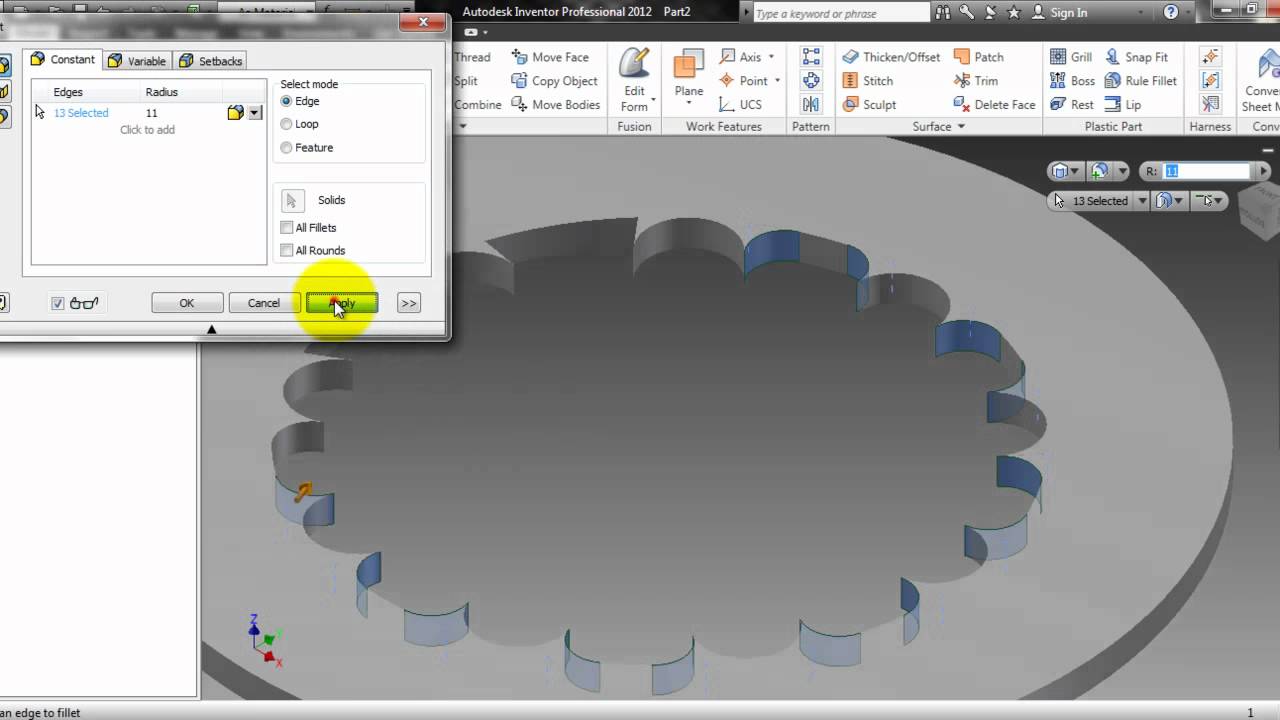 Autodesk Inventor 2012 brake disc.mp4 - YouTube