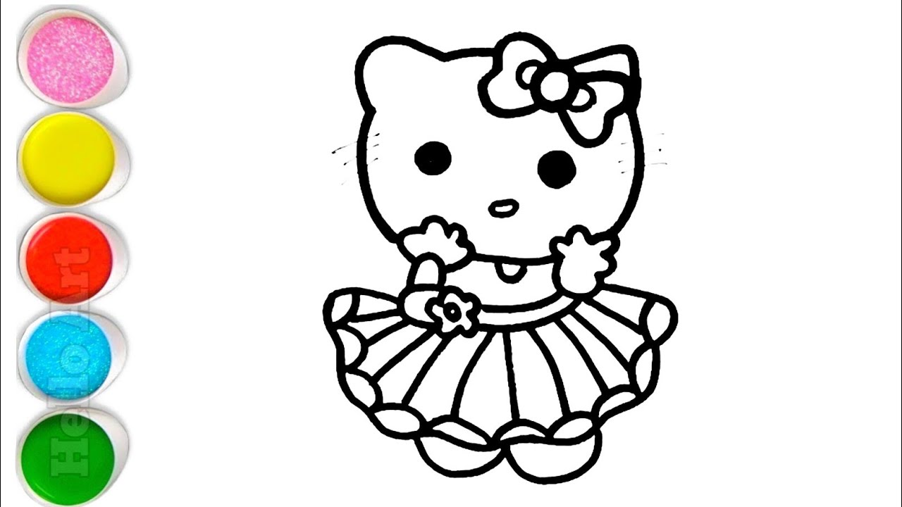Hello Kitty Dress Drawing, Painting and Coloring For Kids, Toddlers ...