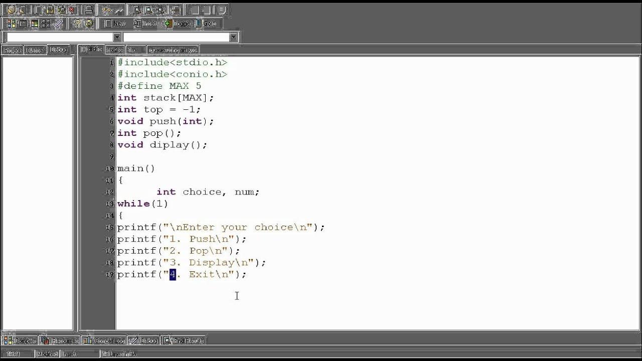 Data Structure tutorial 2.1: Stack using array Main Function - YouTube
