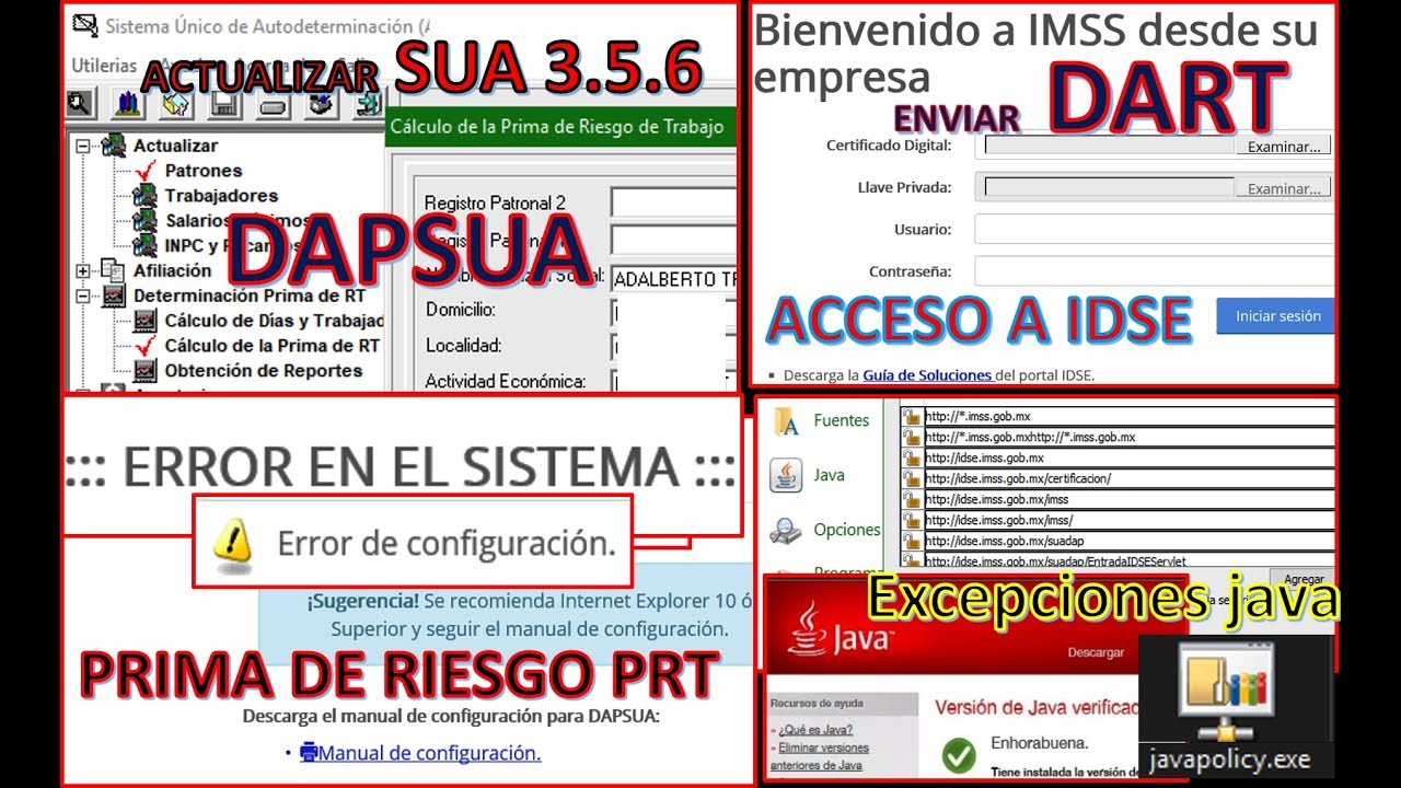 SOLUCION ERROR DAPSUA ENVIAR PRT ACTUALIZAR SUA CONFIGURAR IDSE Y JAVA ...