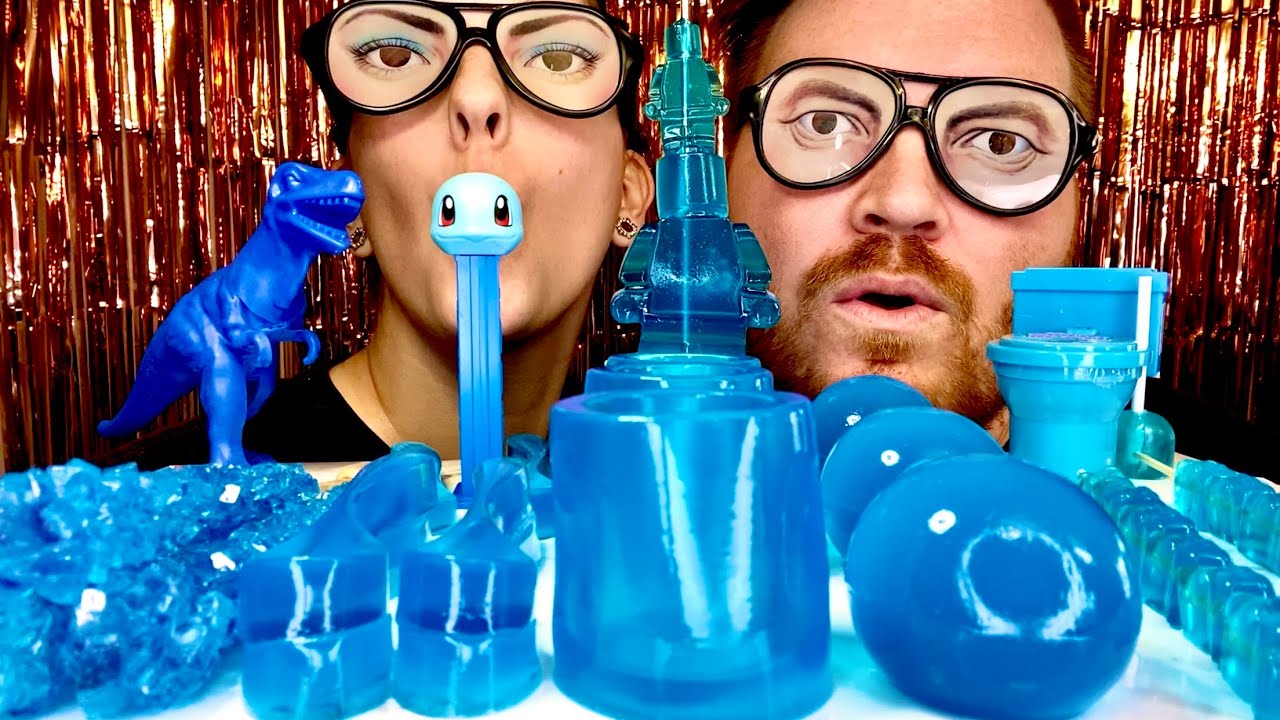 Mukbang Blue Food Jelly Balls, Sour Toilets, Pokemon, Edible Cups ...