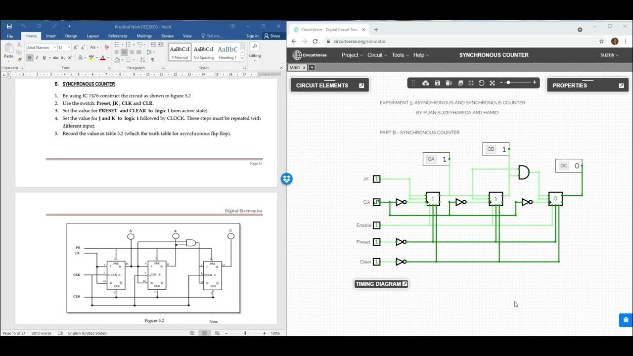 Lab 5 Asynchronous and synchronous counter using Circuitverse - YouTube
