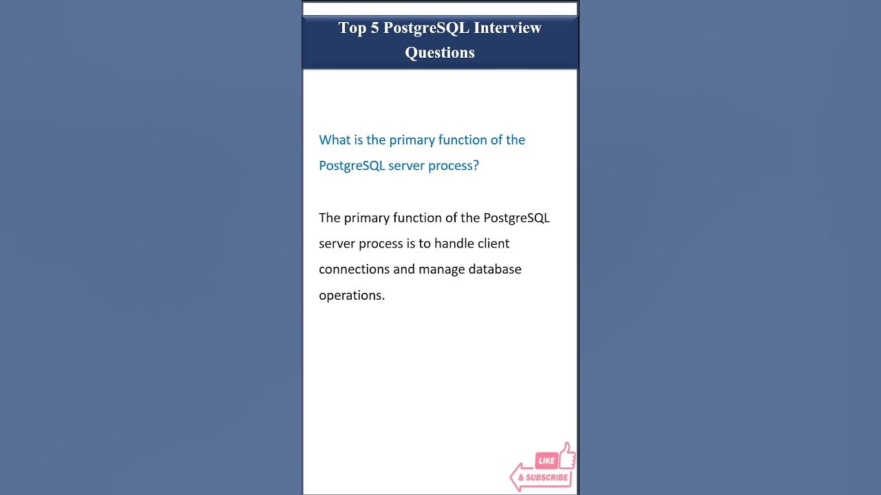PostgreSQL Interview Questions #shorts #postgresql #interview - YouTube