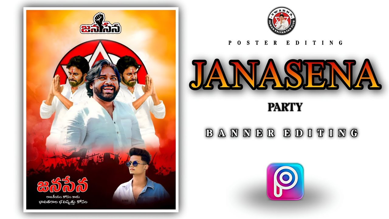 Janasena Poster Editing | Pawan Kalyan Banner Editing | Picsart Poster ...