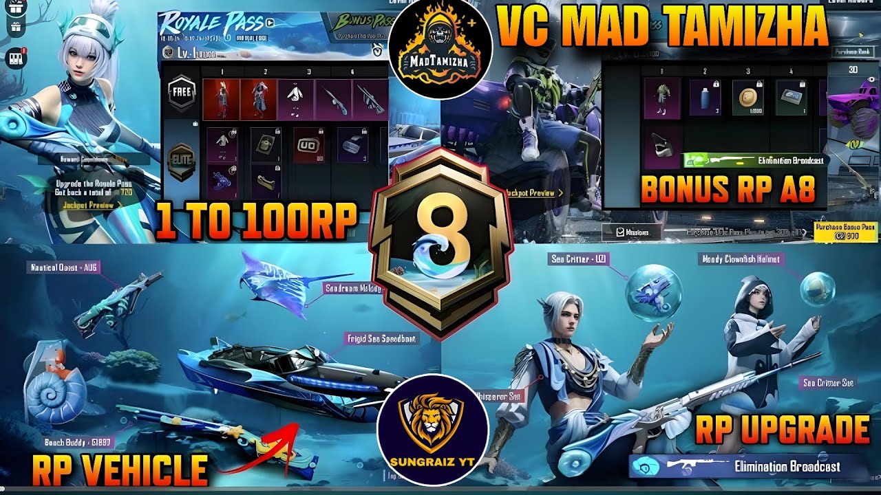 OMG 😱 Finally A8 Royal Pass 1 To 100 RP Leaks Is Here | 5 Upgrade Guns ...