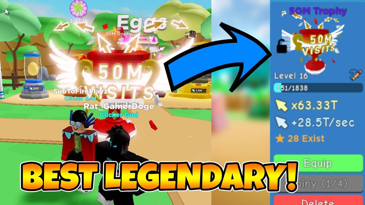 NEW BEST LEGENDARY 50M TROPHY IN CLICKER SIMULATOR ROBLOX - YouTube