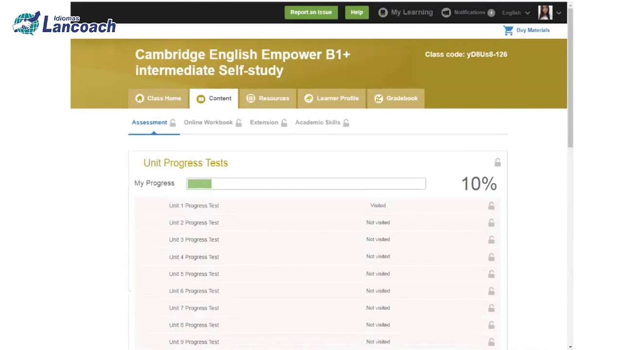 ¿Dónde encuentro los progress tests y speaking tests, y dónde puedo ver ...