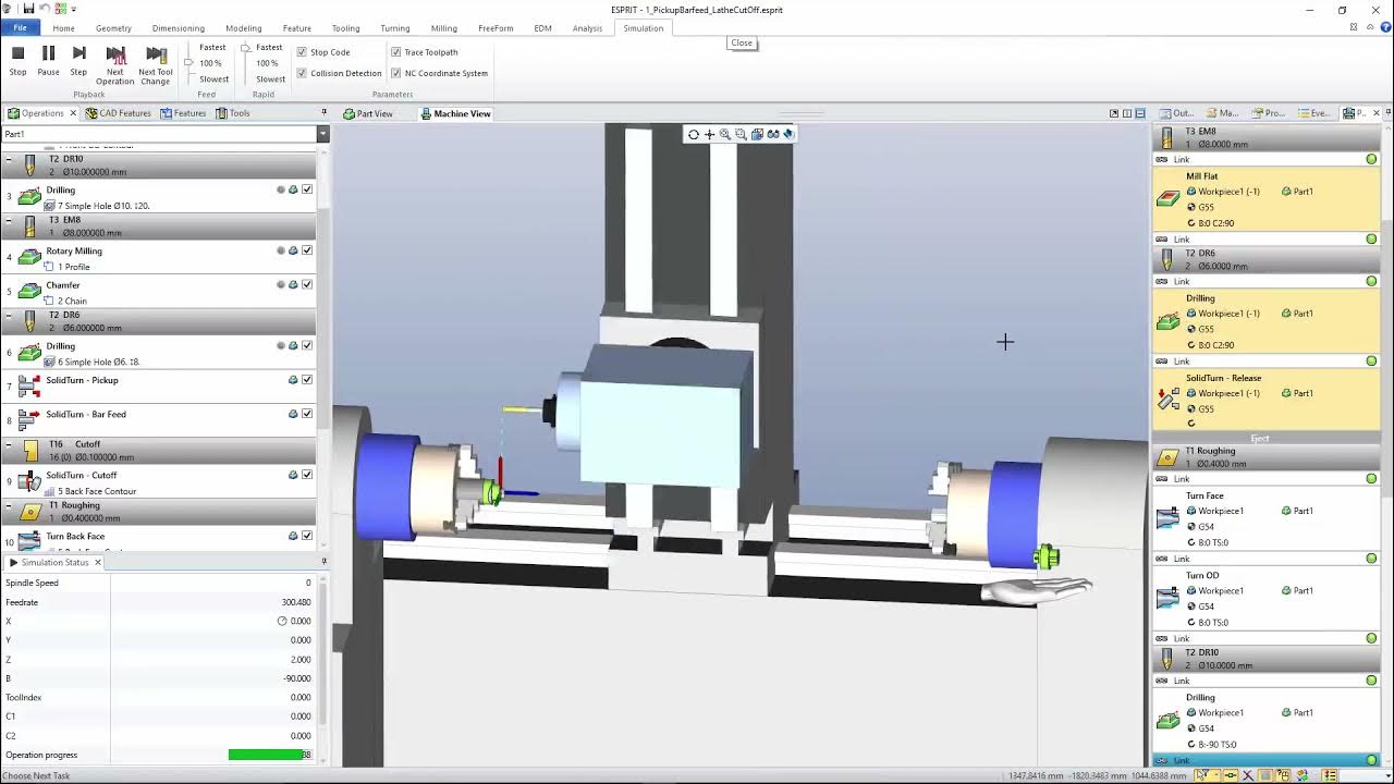 ESPRIT TNG R3.1 Multi Spindle Program Mode - YouTube