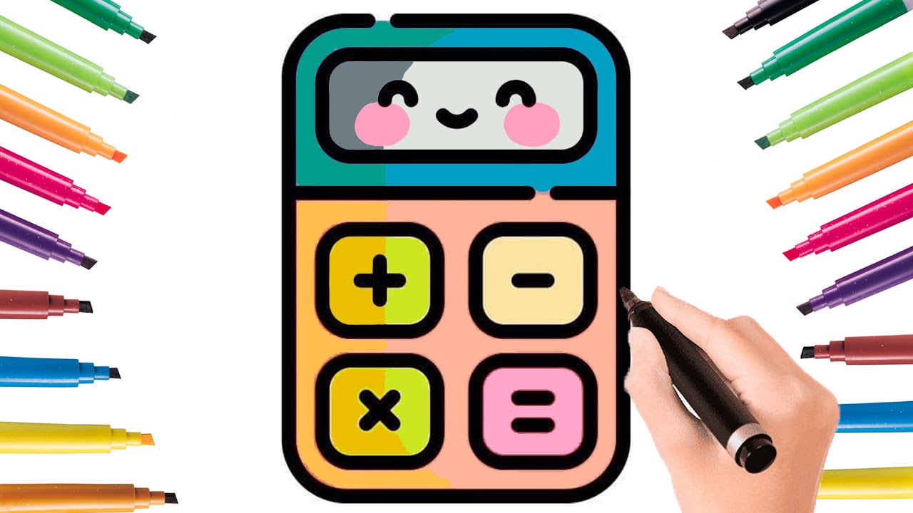 📱 How to draw a cute calculator? Easily and simply! A drawing for kids ...