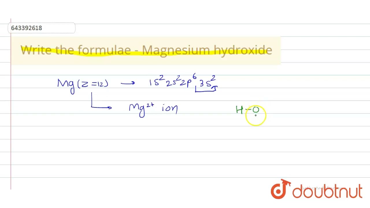 Magnesium Hydroxide Equation Solved 71 PointThe Standard Enthalpy Of
