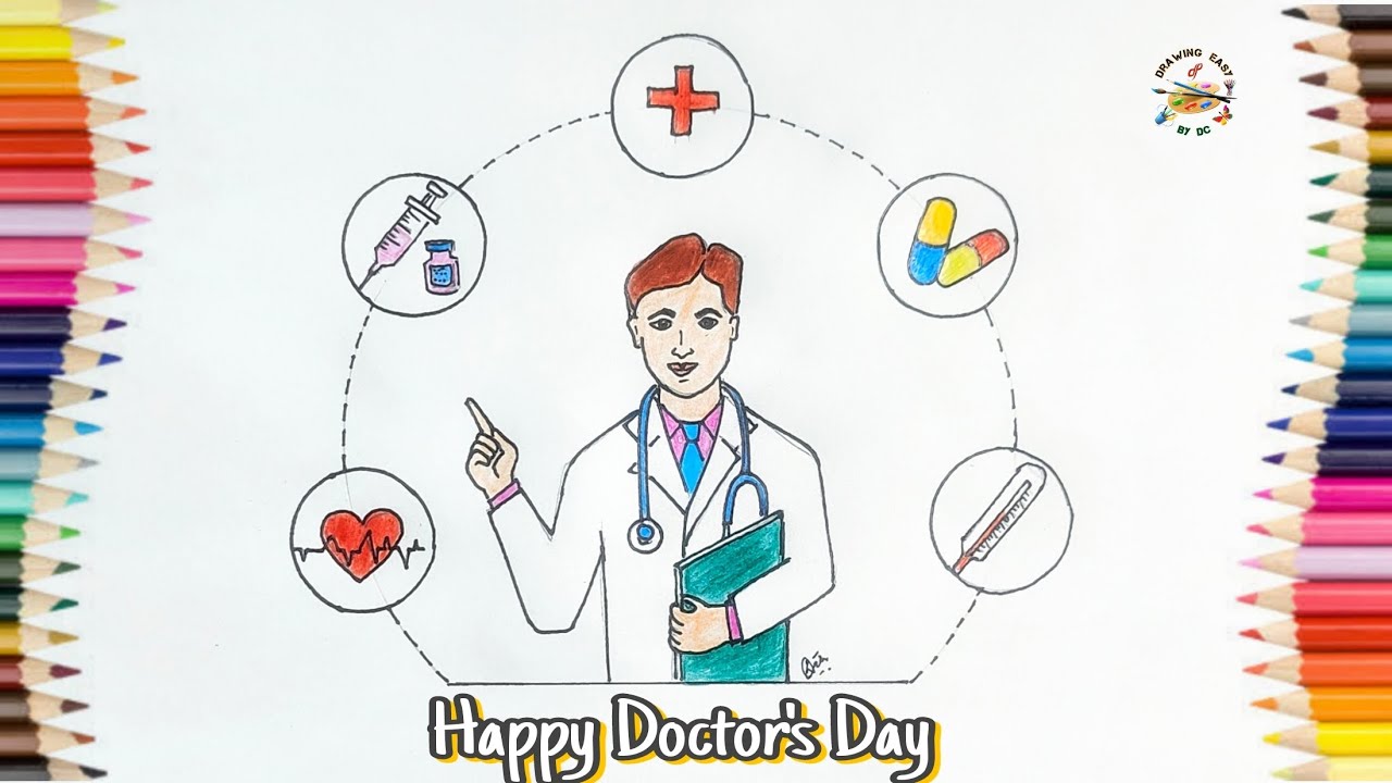 Drawing for doctors day | Doctor day drawing | Doctors day drawing easy ...