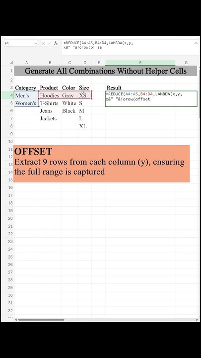 Excel Hack Generate All Combinations Without Helper Cells Exceltricks Exceltips