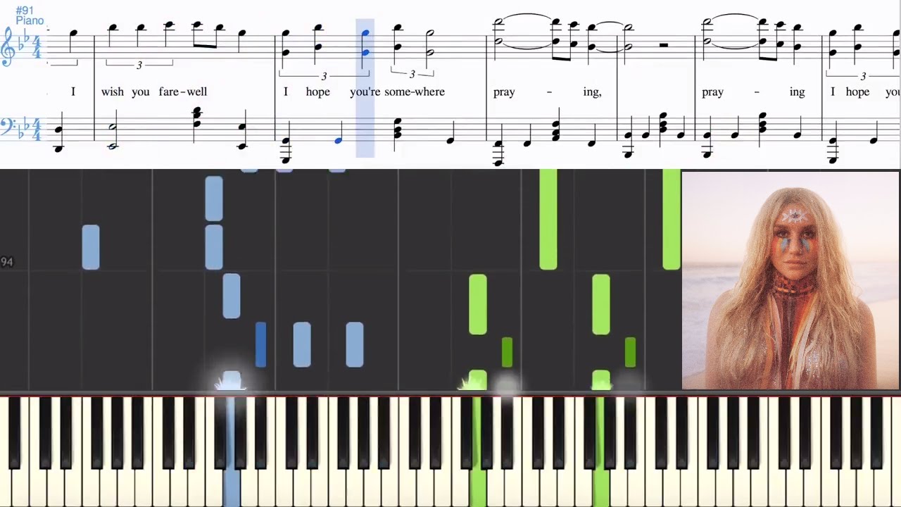 Kesha - Praying (Synthesia Piano Tutorial w/Lyrics) - YouTube