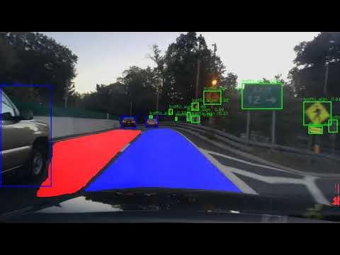 Multitask YOLOv7 tiny for object detection and drivable area - YouTube