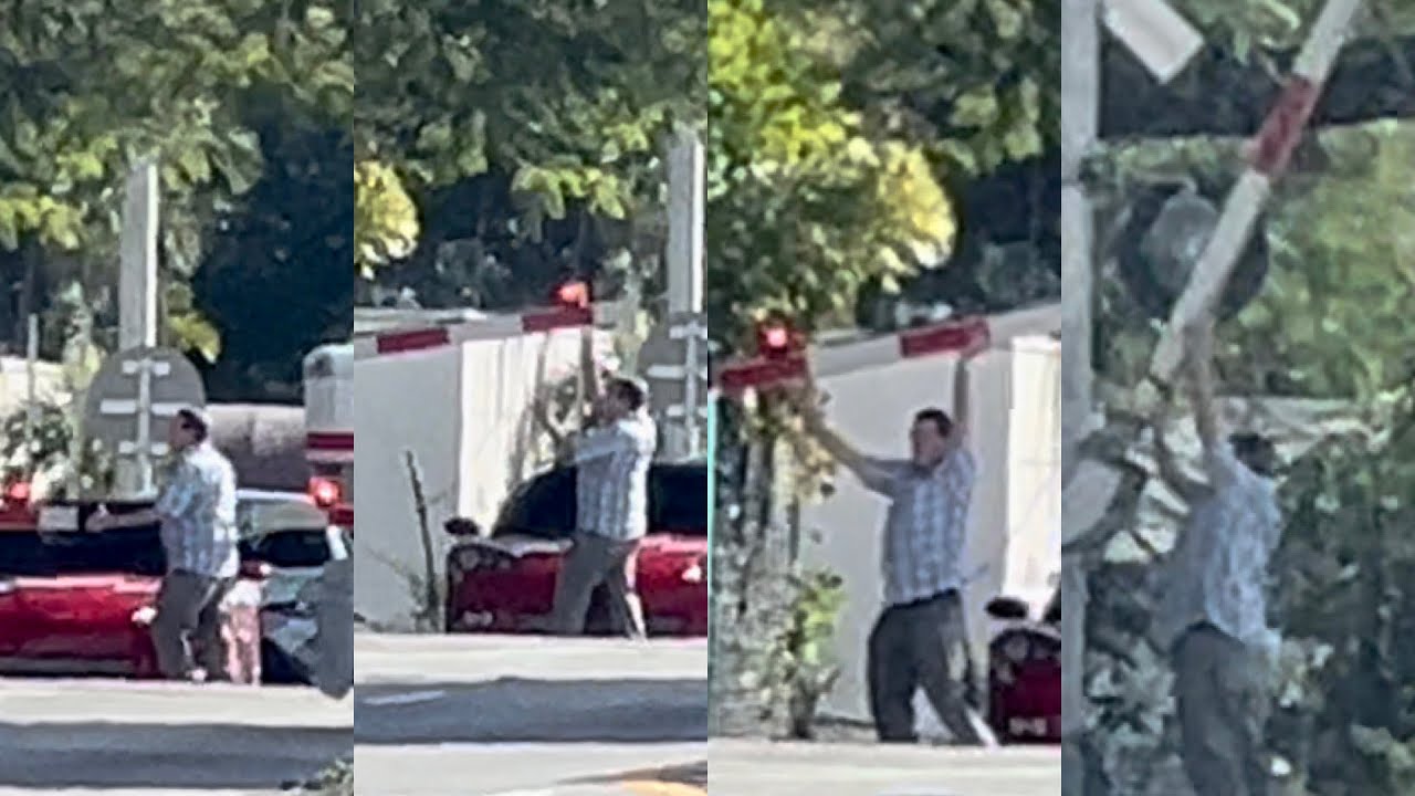 Miami Man Goes Wild at Railroad Crossing Lifting Arm Gate ...