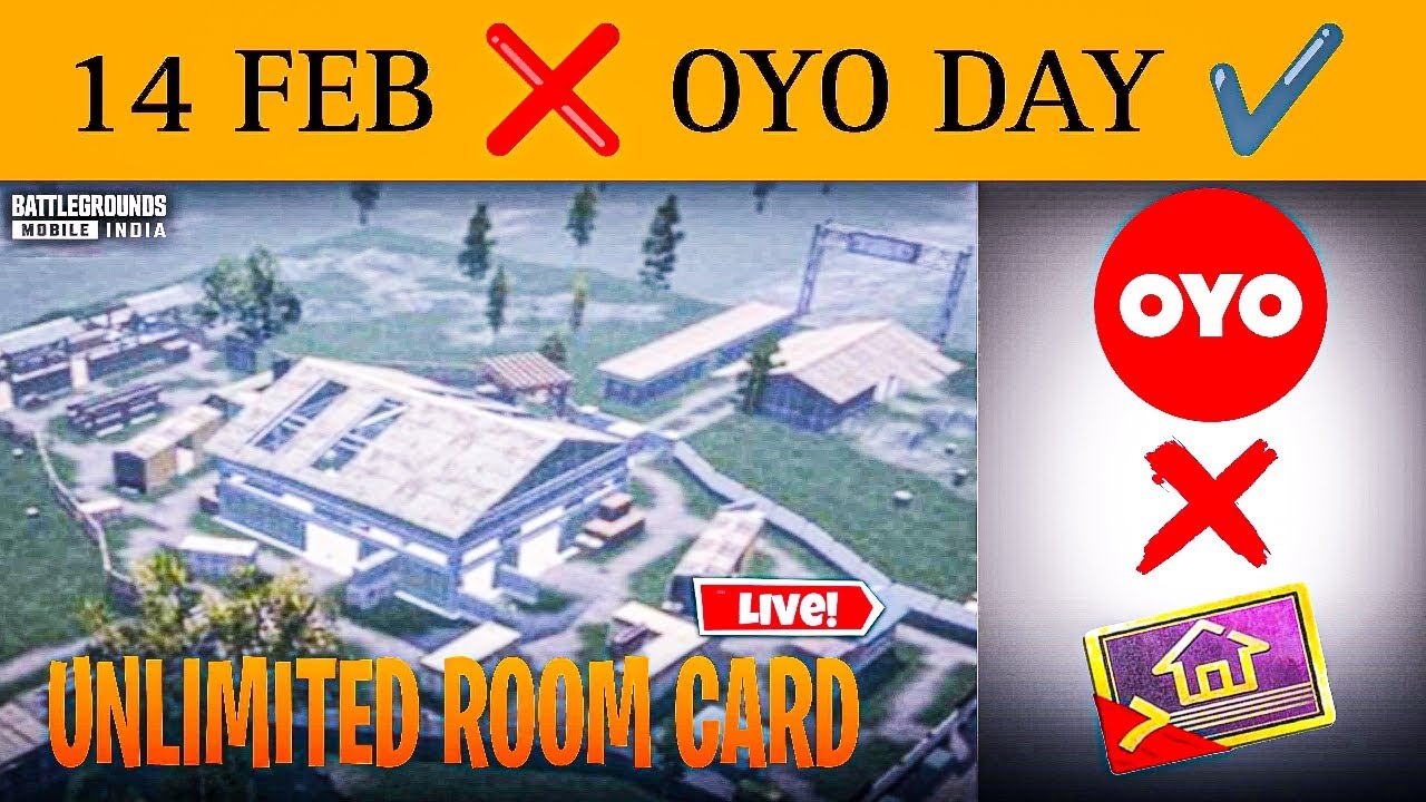 14 FEB OYO DAY ️ || UNLIMITED ROOM CARD|| 1V1,1v2,1v3,1v4 || BGMI ...