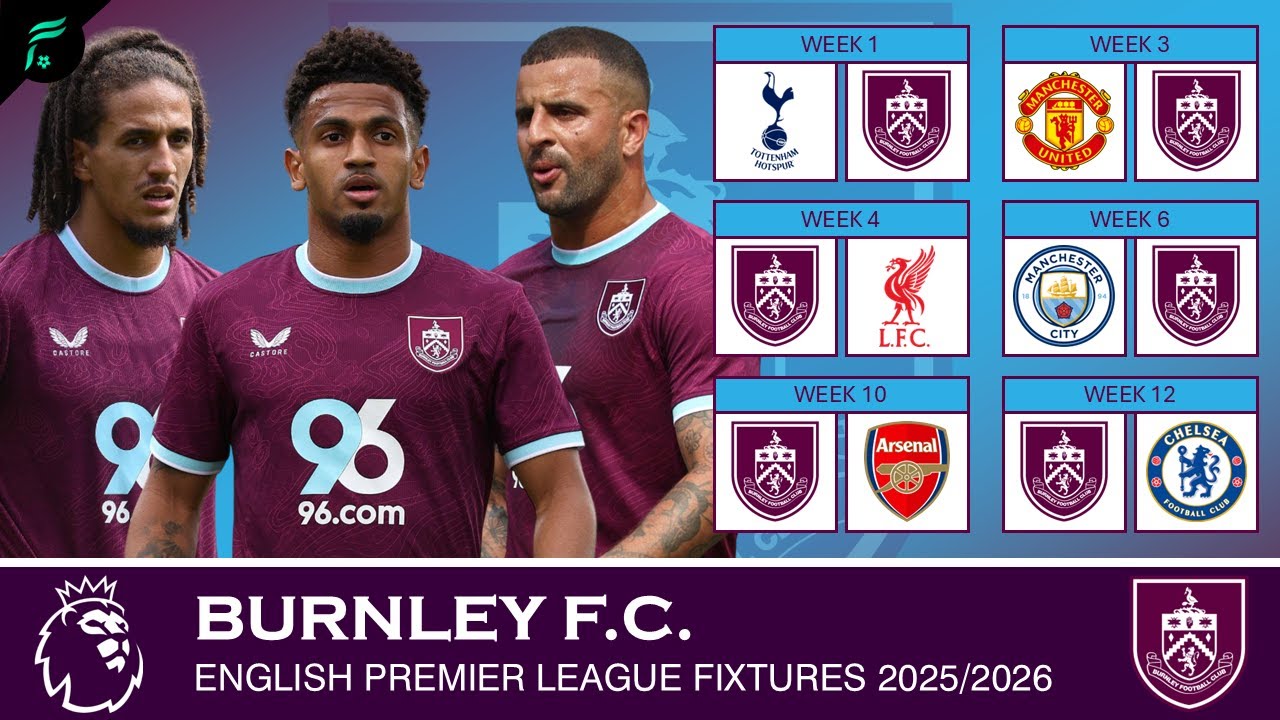 BURNLEY F.C. 🟣 English Premier League Match Schedules & Fixtures Season ...