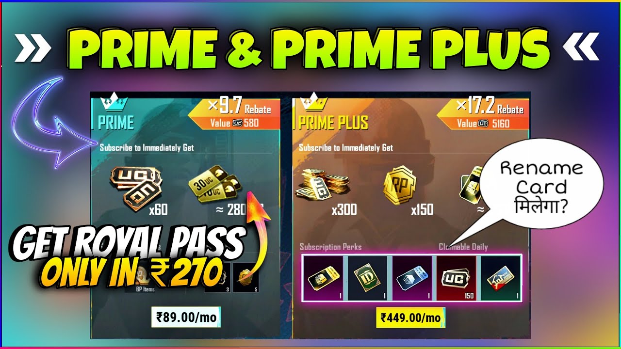 Prime & Prime Plus Benefits In Bgmi || Prime Plus Me Milega Rename Card ...