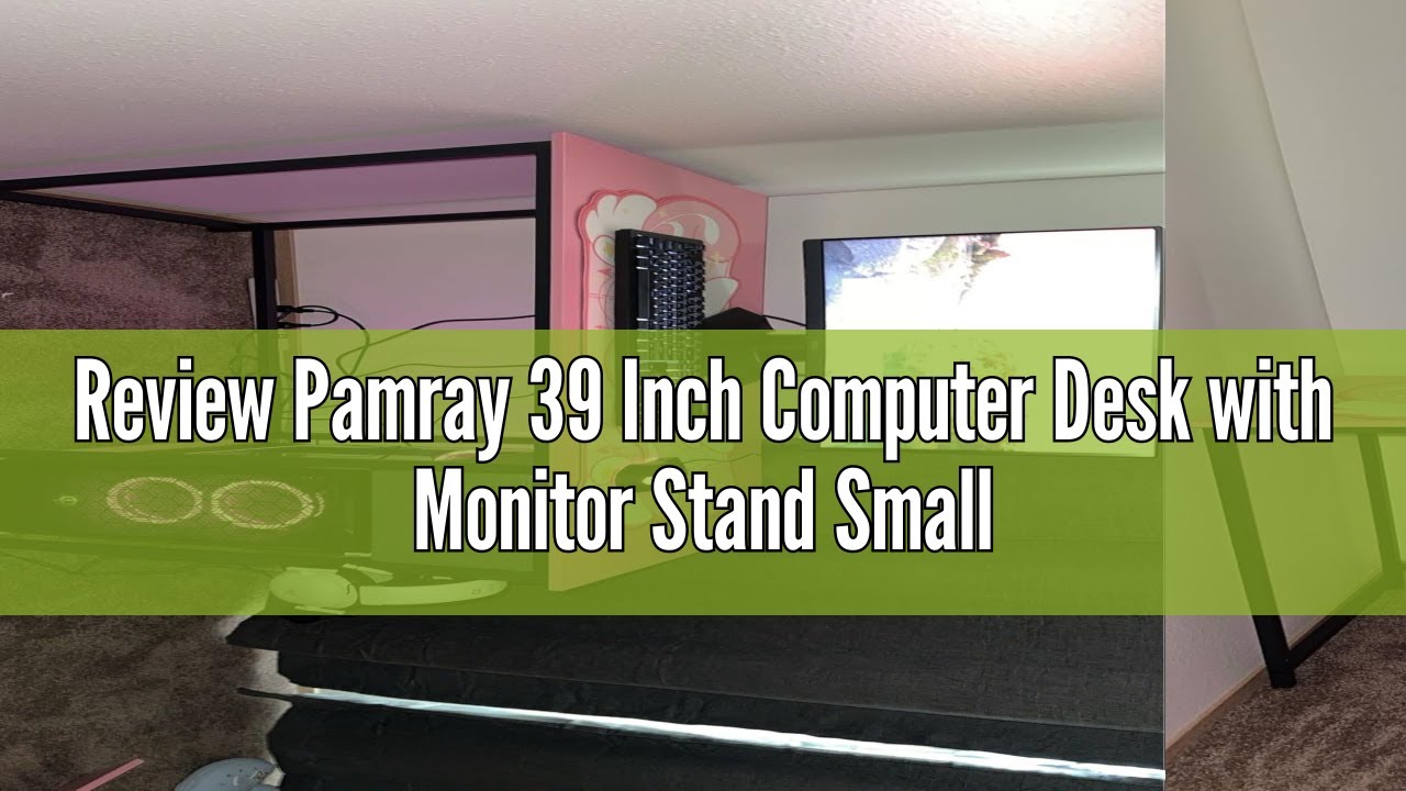 Review Pamray 39 Inch Computer Desk with Monitor Stand Small Home ...