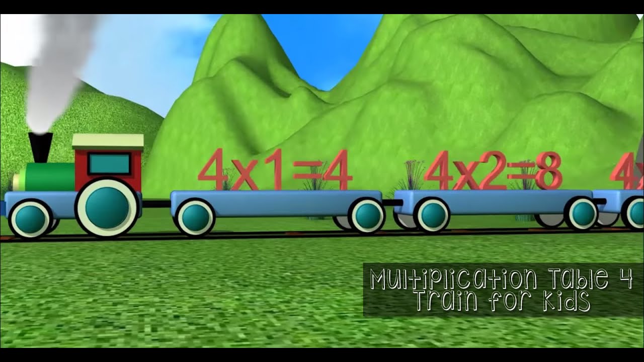 Multiplication Table 4 Train for kids - YouTube