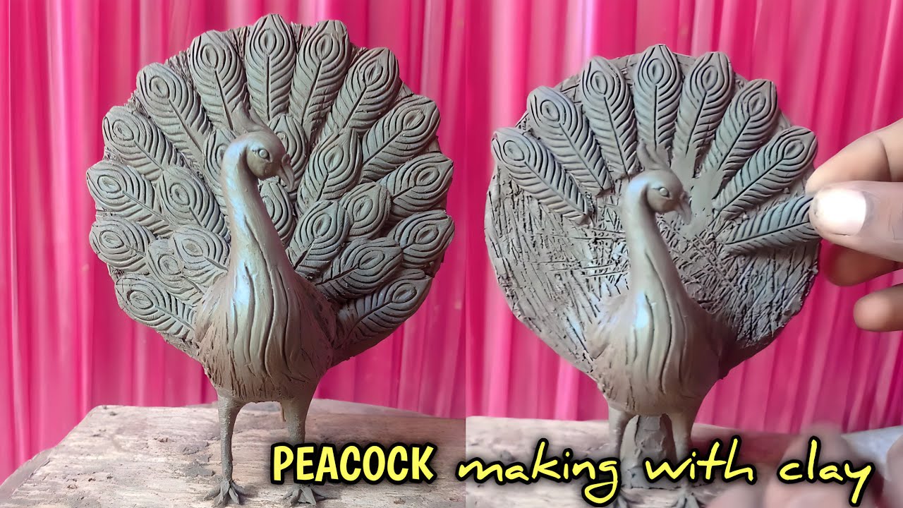 How to make peacock with clay/clay modelling peacock making #peacock # ...