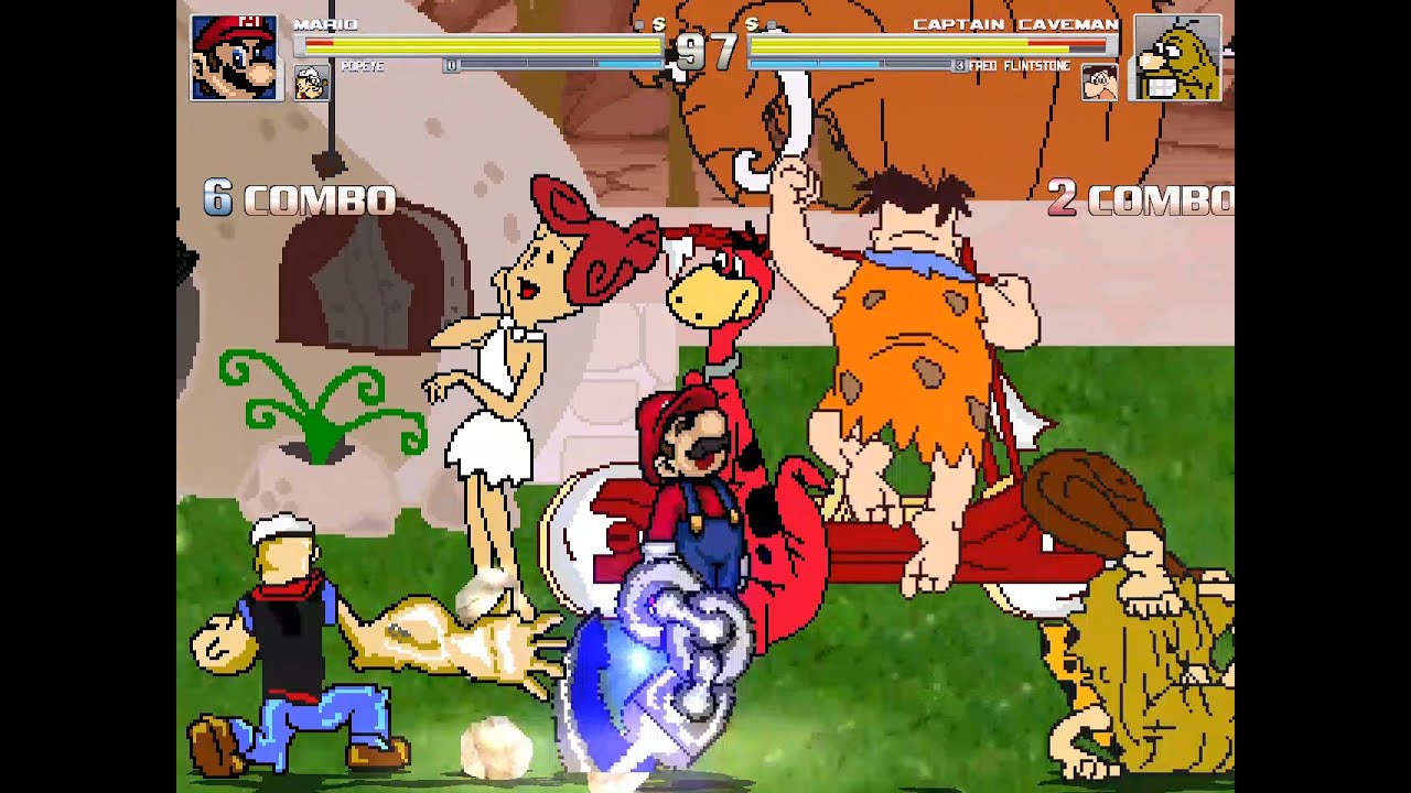 Mario & Popeye vs Captain Caveman & Fred Flintstone - YouTube