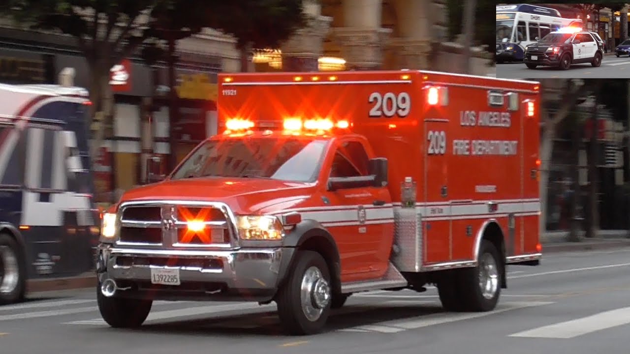 LAFD Rescue 209 Transporting with LAPD - YouTube