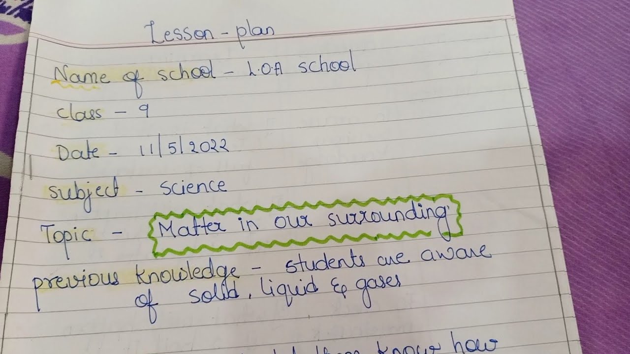matter in our surrounding / science lesson plan / lesson plan format ...