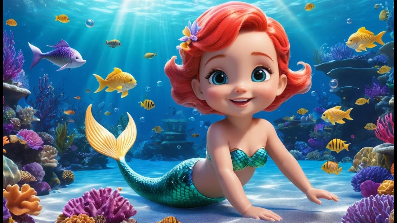 Baby Mermaid Sitting on a Rock | Popular Nursery Rhyme | Educational ...