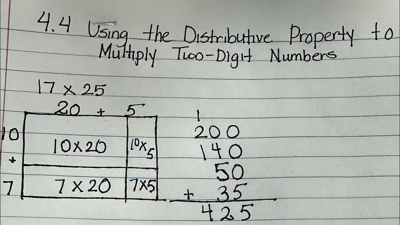 4th Grade - 4.4 Use The Distributive Property to Multiply Two-Digit ...