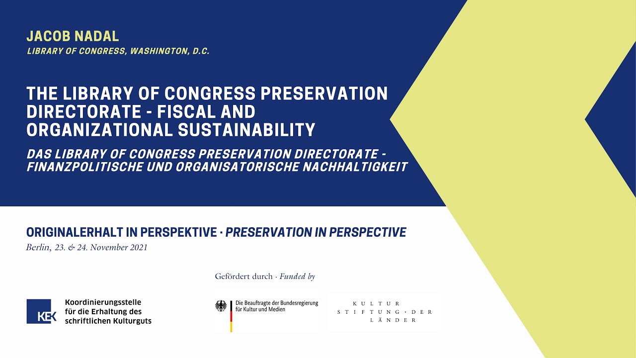 Jacob Nadal: The Library of Congress Preservation Directorate - YouTube