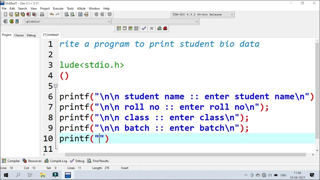 write a program to print student bio data - YouTube