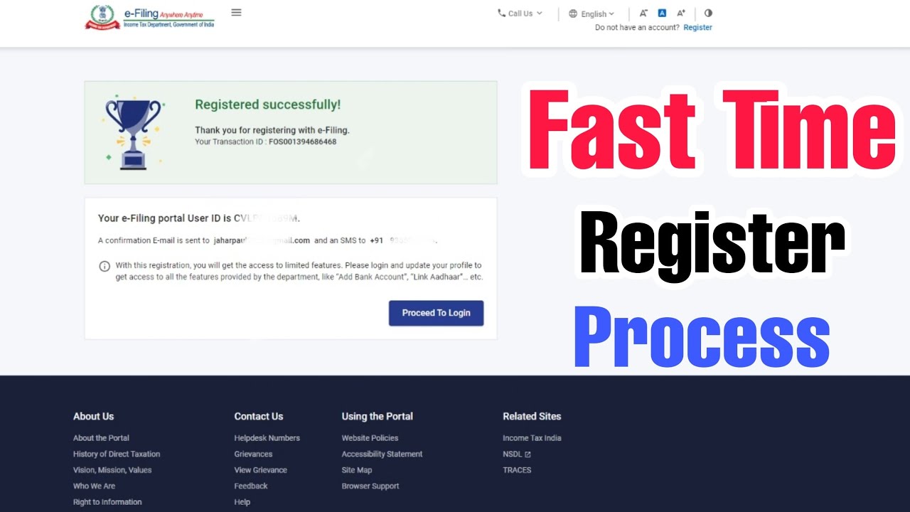 Income Tax Department Fast Time Register Process - YouTube