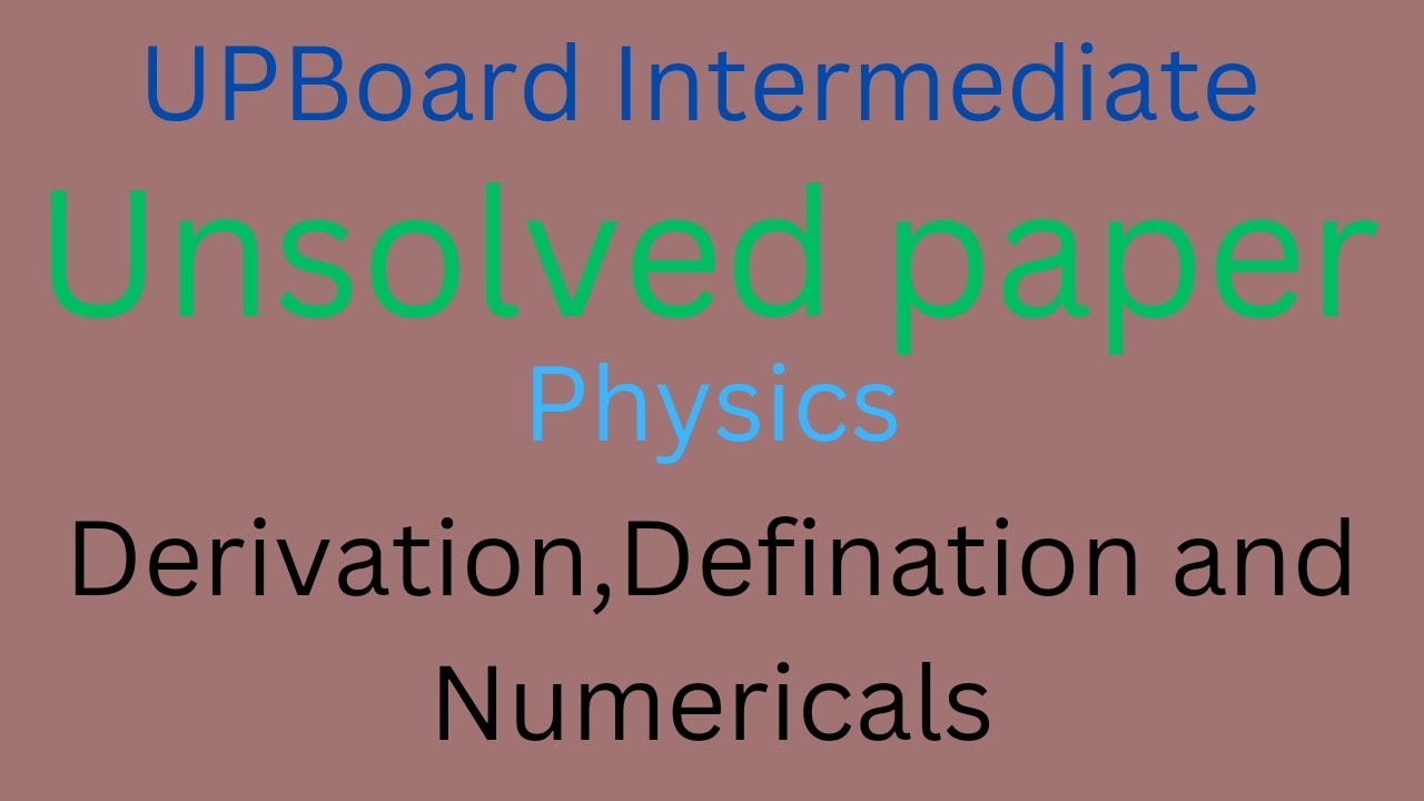 Unsolved Paper 2023 physics class 12 YouTube